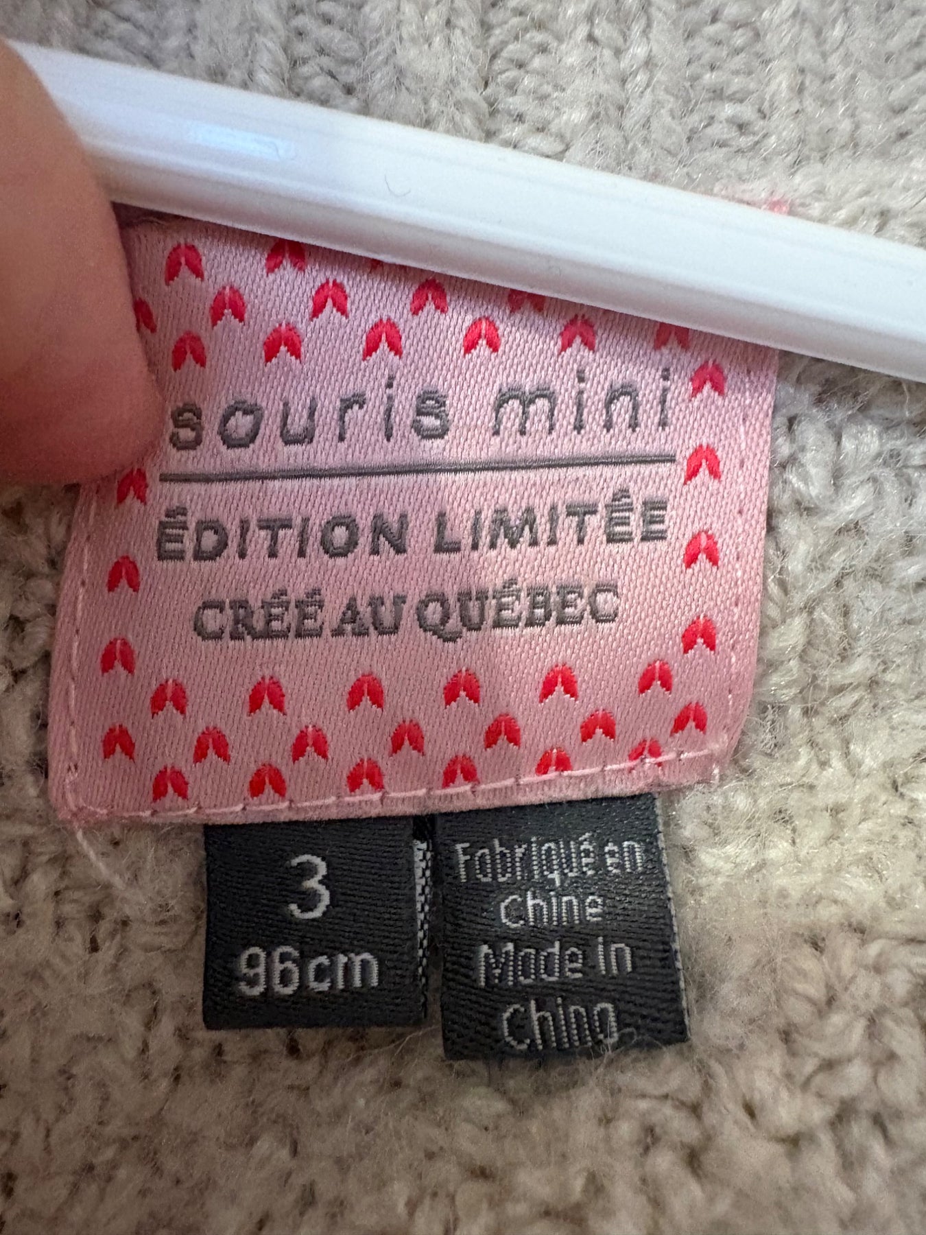 Chandail Cardigan 3 ans (fait grand) – Souris Mini Seconde Main